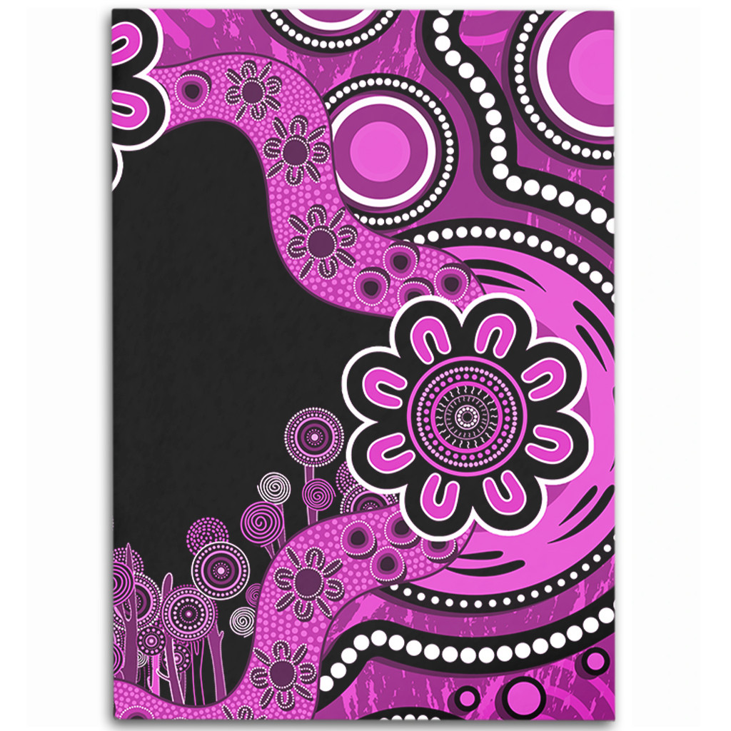 Australia Area Rug Aboriginal Indigenous Dot Painting Pink