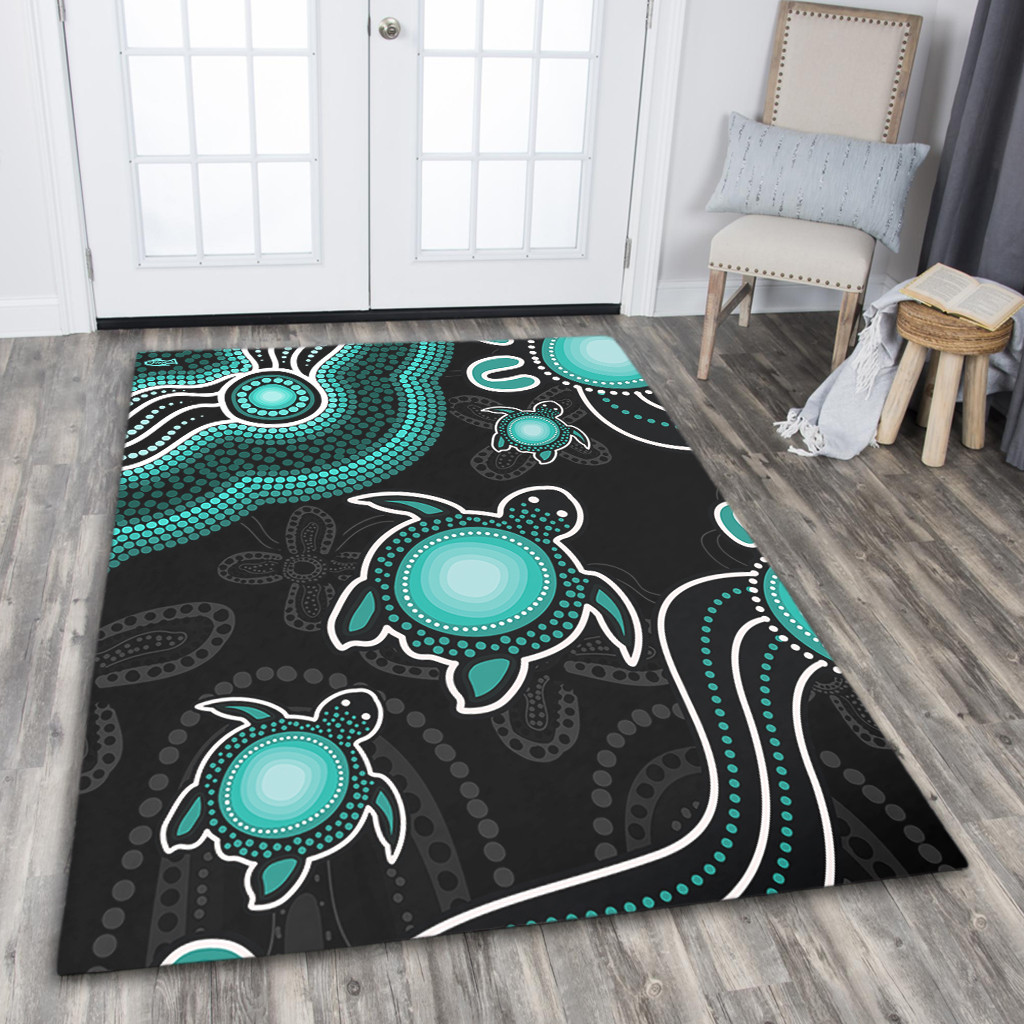Australia Area Rug Aboriginal Turtle Dreaming Journey Featuring Dot Art