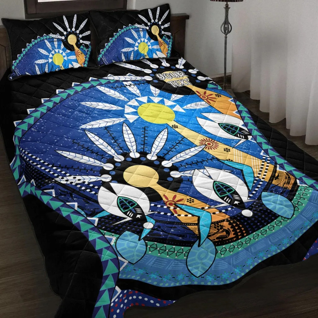 [Custom] Australia Torres Strait Quilt Bed Set - Dhari Mask In Plam Tree