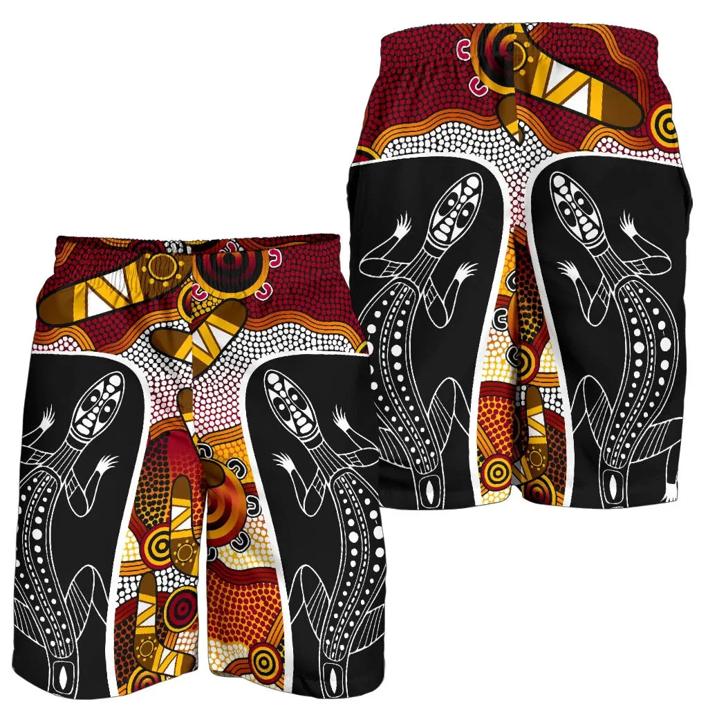Australia Aboriginal Men Shorts - Lizard Patterns Boomerang Indigenous ...