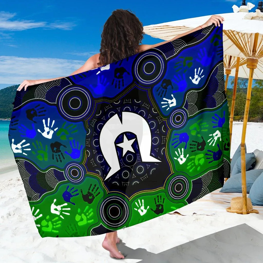 Australia Aboriginal Sarong- Torres Strait Symbol With Indigenous Patterns