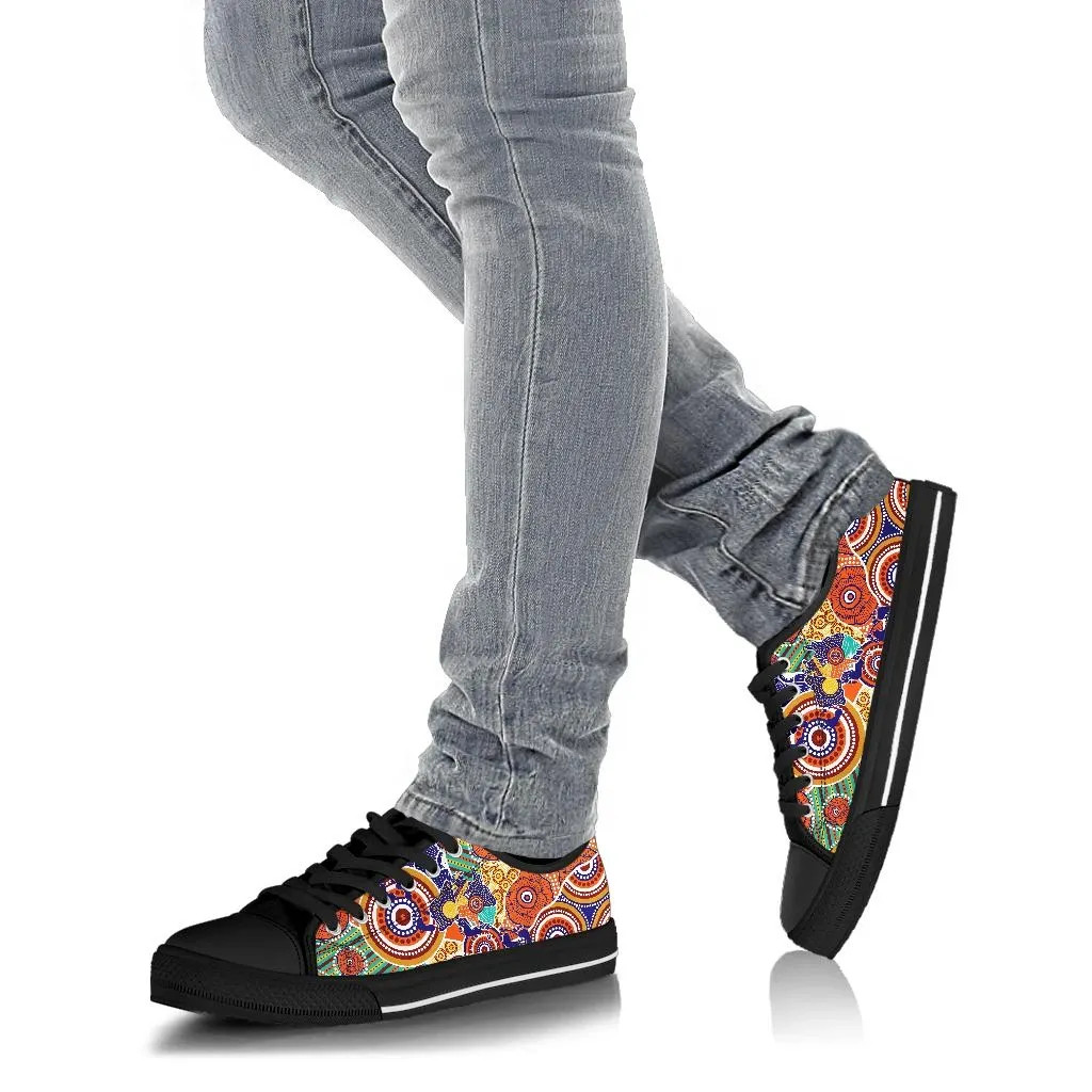Australia Aboriginal Low Top Canvas Shoes - Australian Map Dot Painting