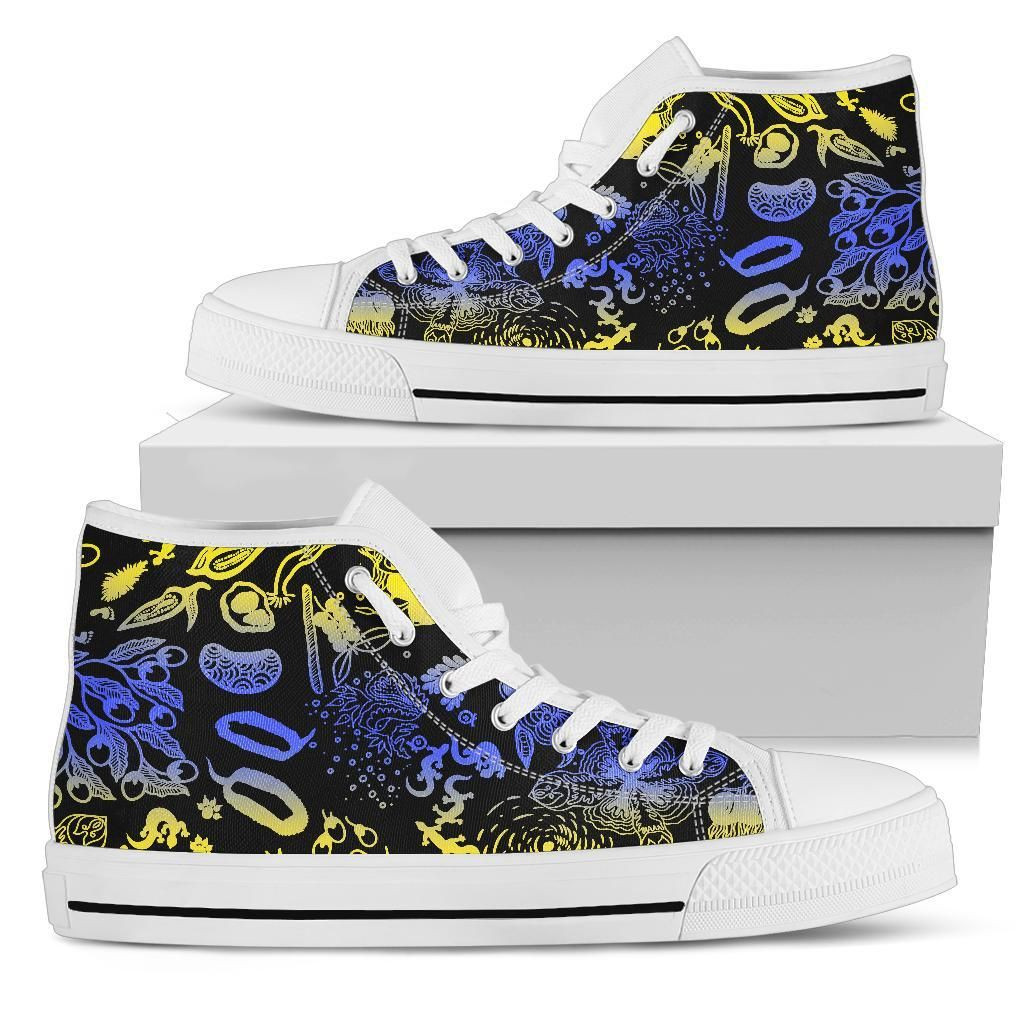Australia High Top Canvas Shoes - Australian Aboriginal Golden Wattle