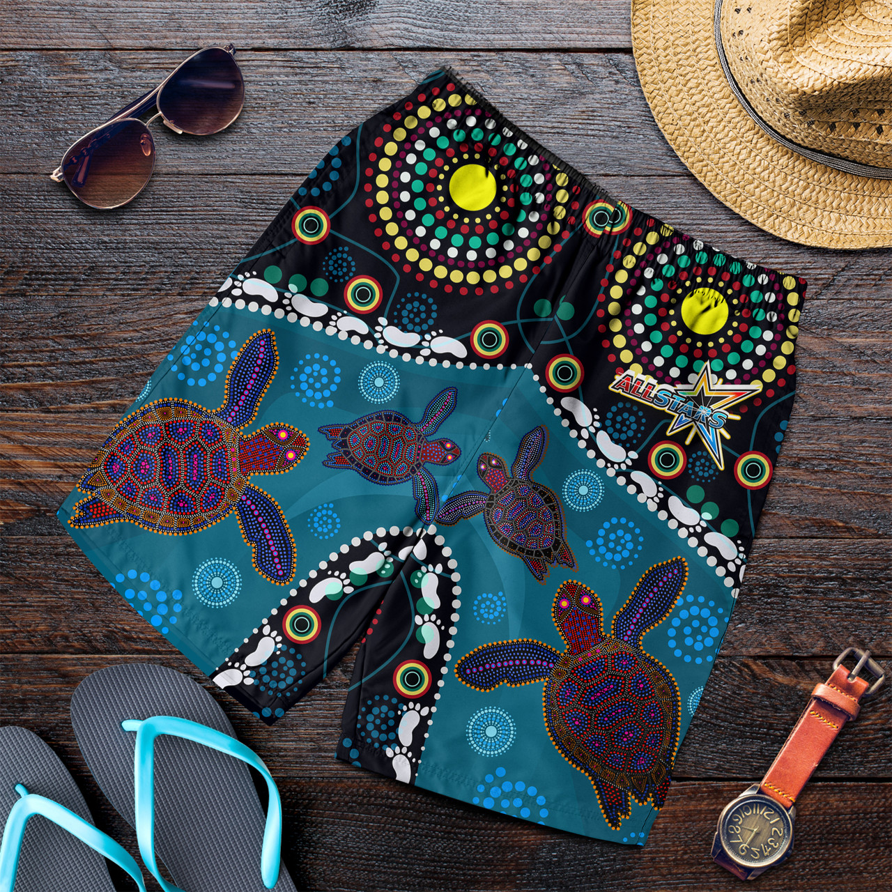 Indigenous All Stars Custom Men Short - Dreamtime Turtle With ...
