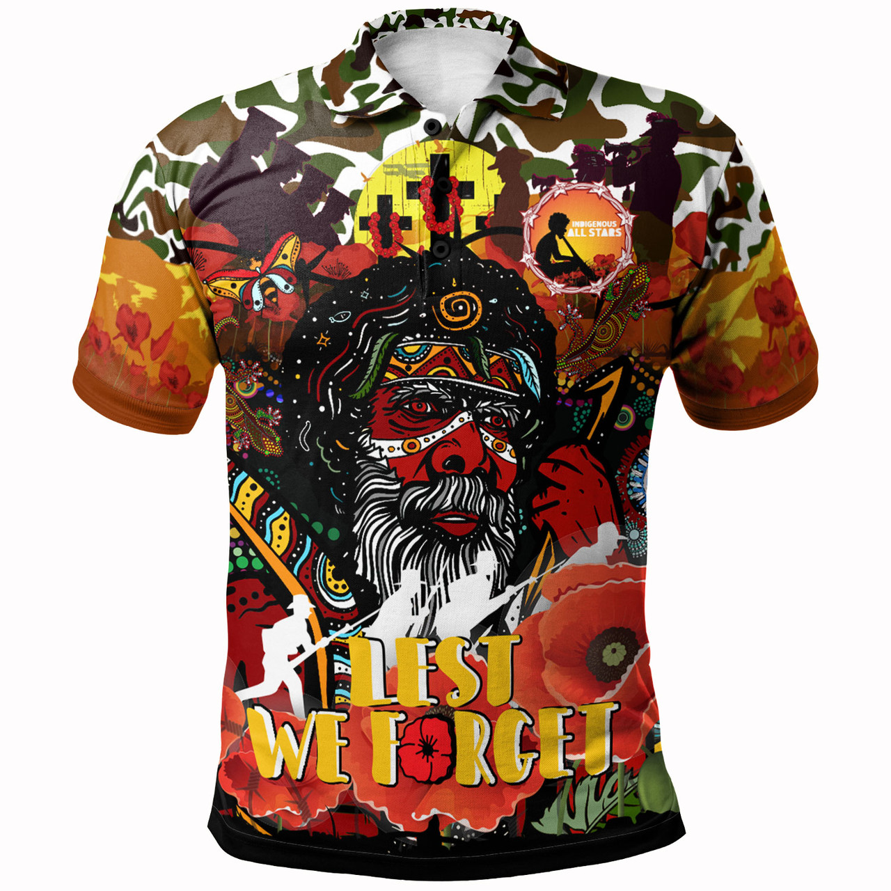 Indigenous All Stars Anzac Lest We Forget Polo Shirt - Custom ...