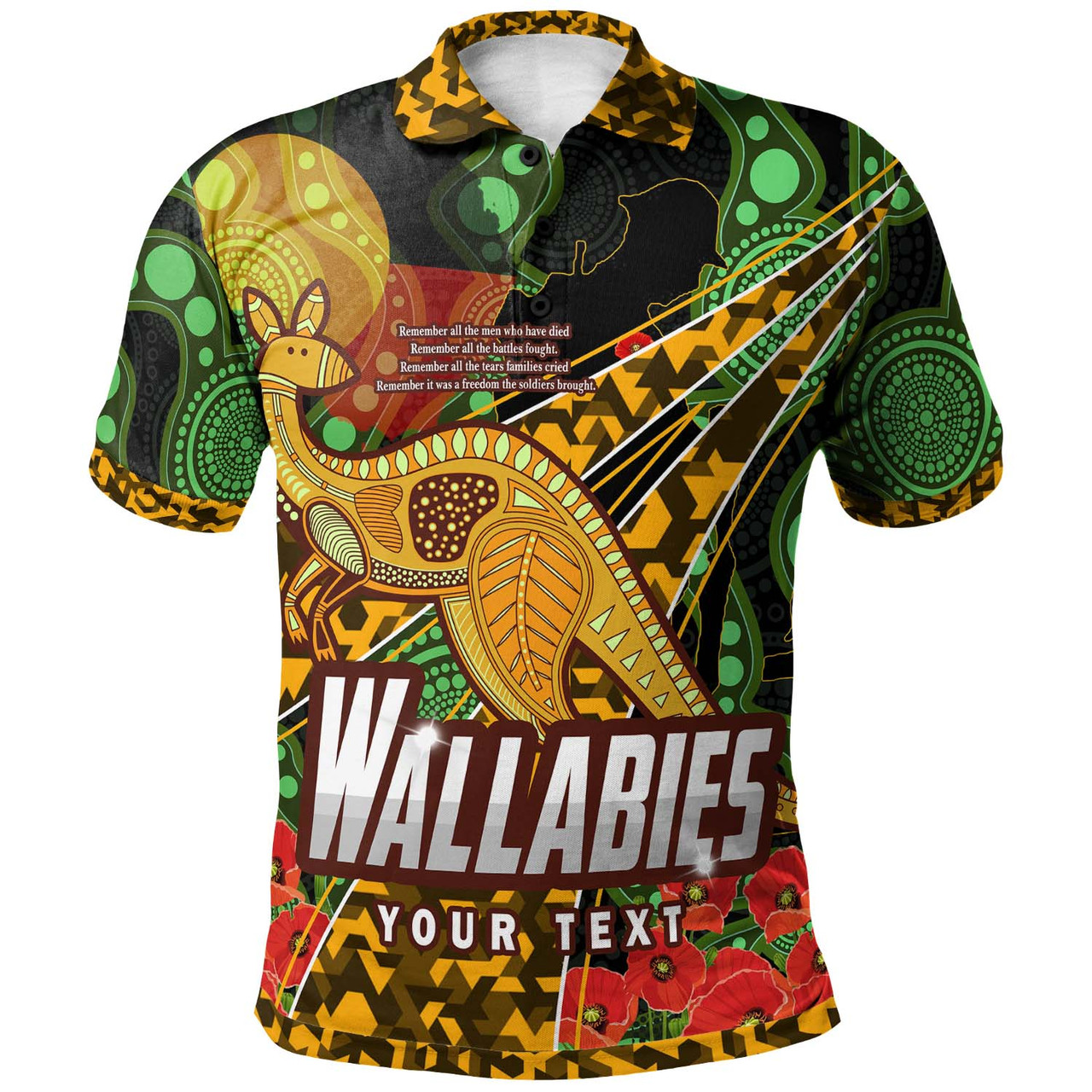 Wallabies Rugby Polo Shirt - Custom Anzac Wallabies Kangaroo with ...
