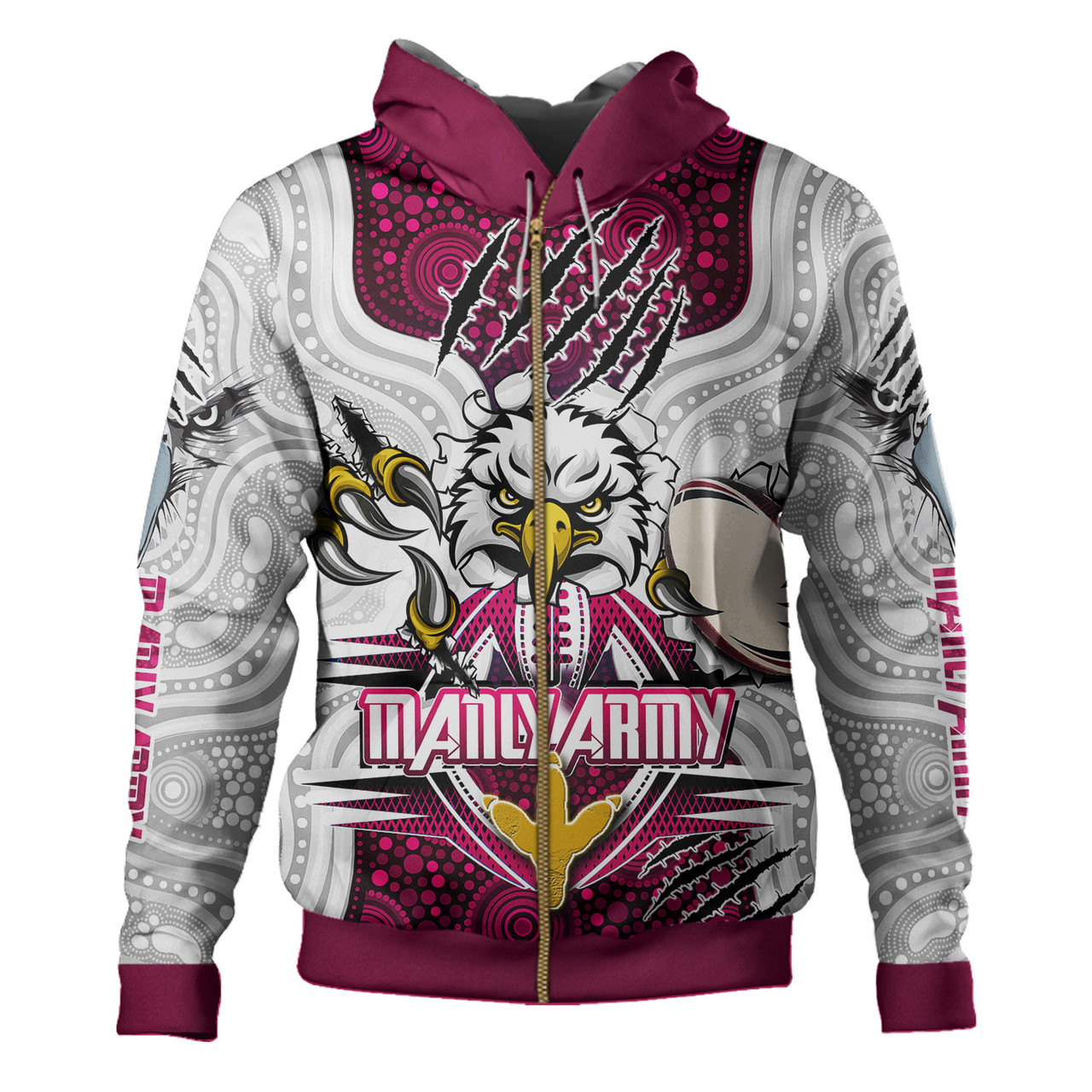 Manly Warringah Sea Eagles Indigenous Custom Hoodie - Super Manly Army ...