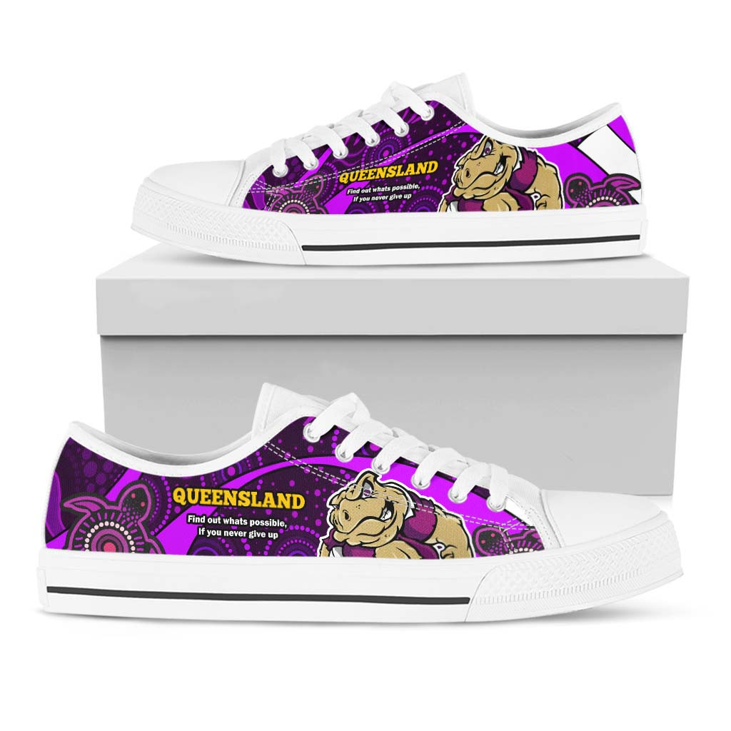 Queensland Low Top Shoes - Queensland Maroons Mascot With Aboriginal Art