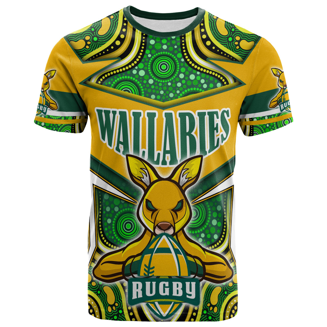 Wallabies Rugby T-shirt - Custom Super Kangaroo Rugby Ball Mascot ...