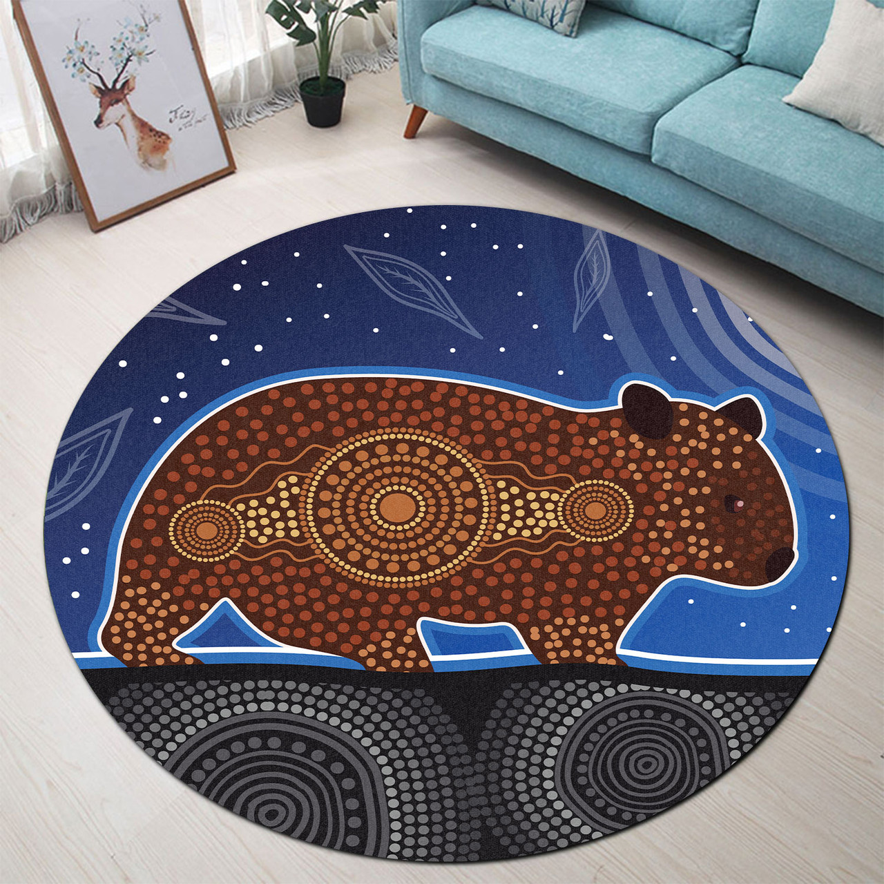 Australia Aboriginal Round Rug - Indigenous Wombat aboriginal art Round Rug