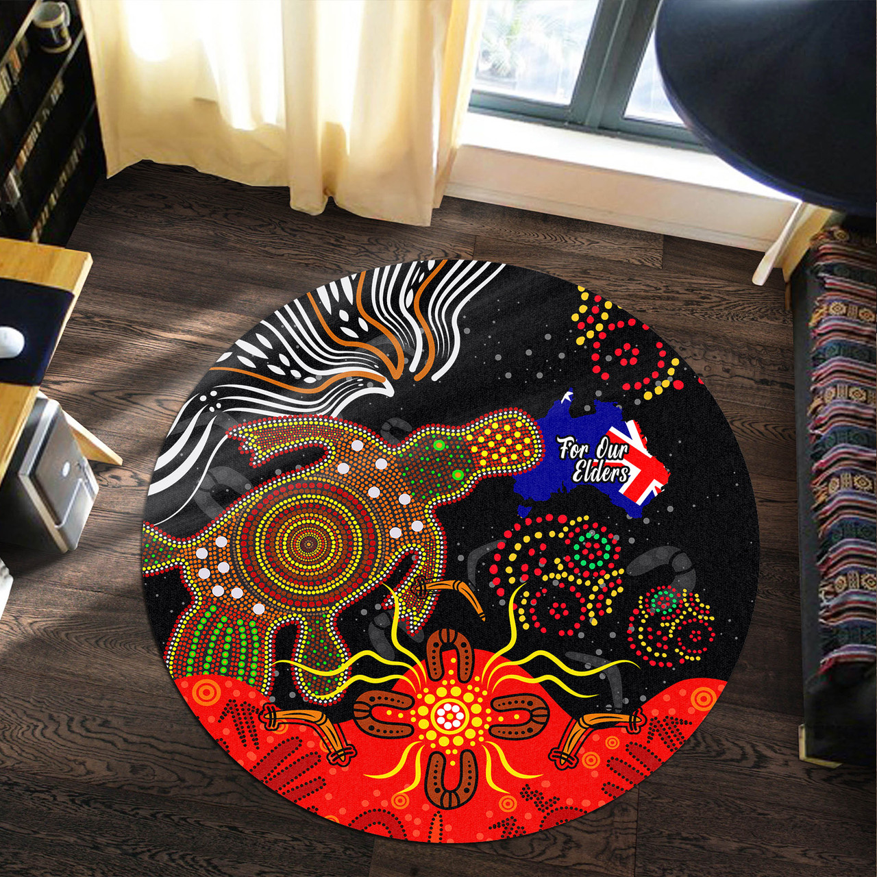 Australia Aboriginal Round Rug - Naidoc with Australia Flag and ...