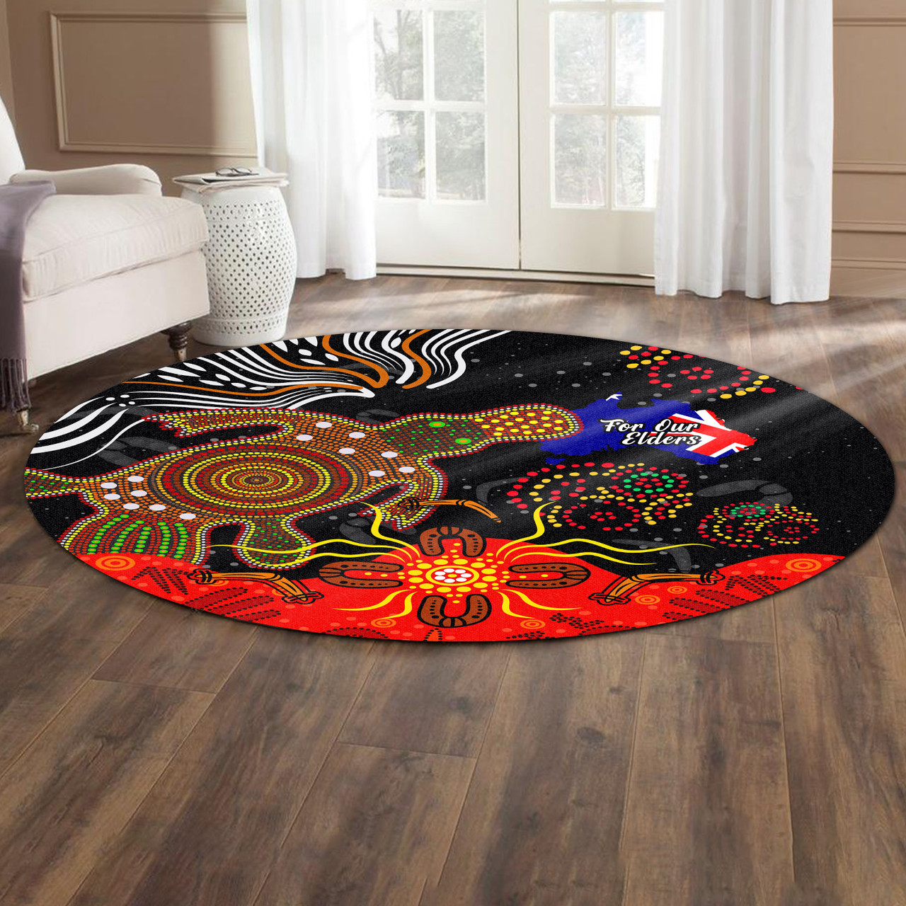 Australia Aboriginal Round Rug - Naidoc with Australia Flag and ...