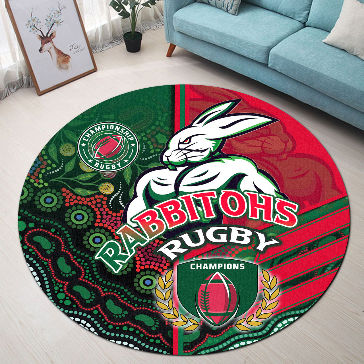 South Sydney Rabbitohs Round Rug - South Sydney Rabbitohs Ball ...