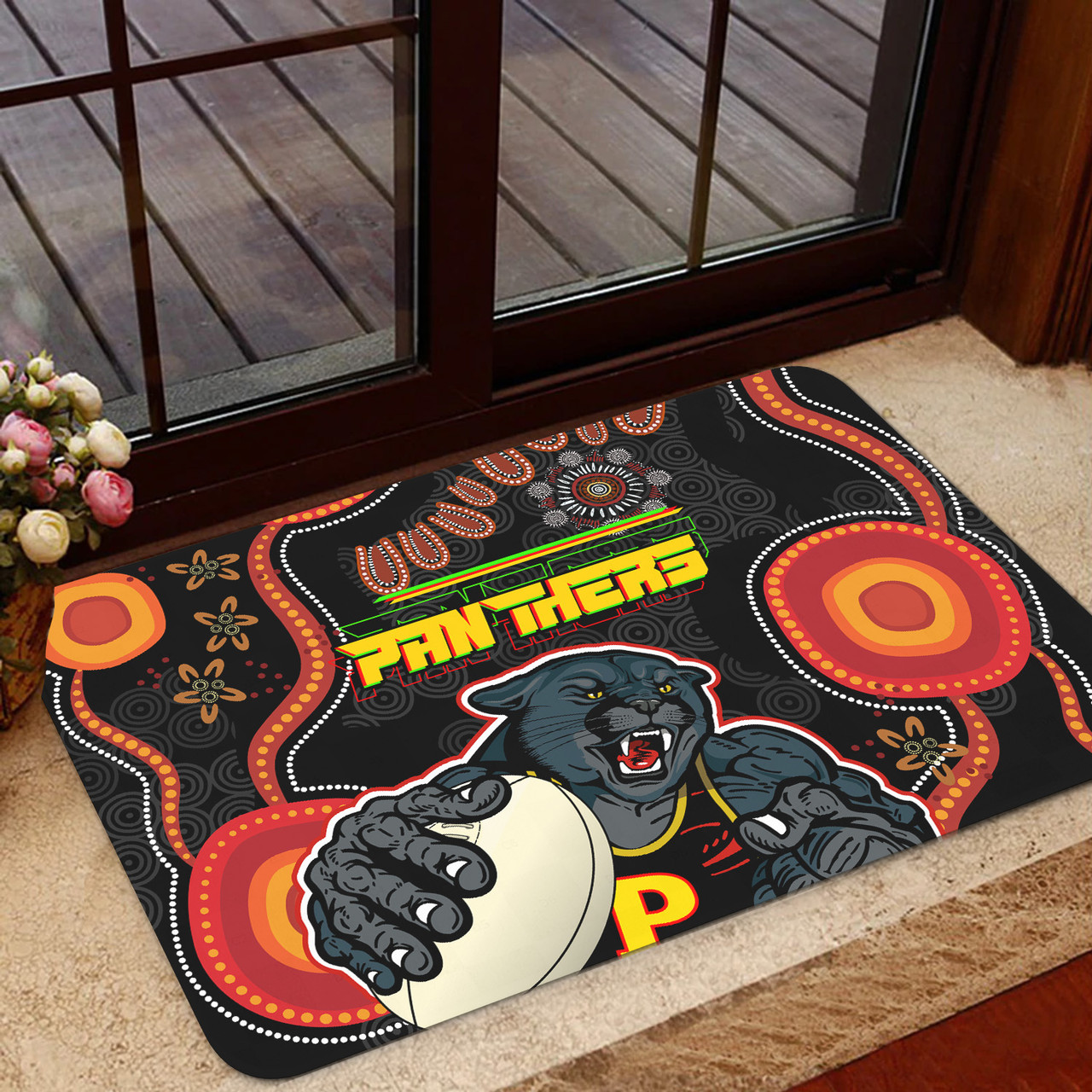 Penrith Panthers Door Mat - Penrith Panthers Aboriginal Inspired with ...