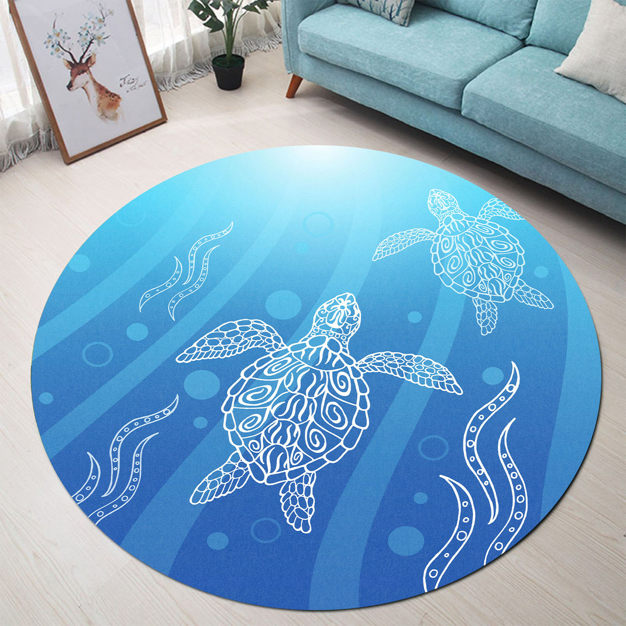 Australia Aboriginal Inspired Round Rug - Ethnic Aboriginal Style Water ...