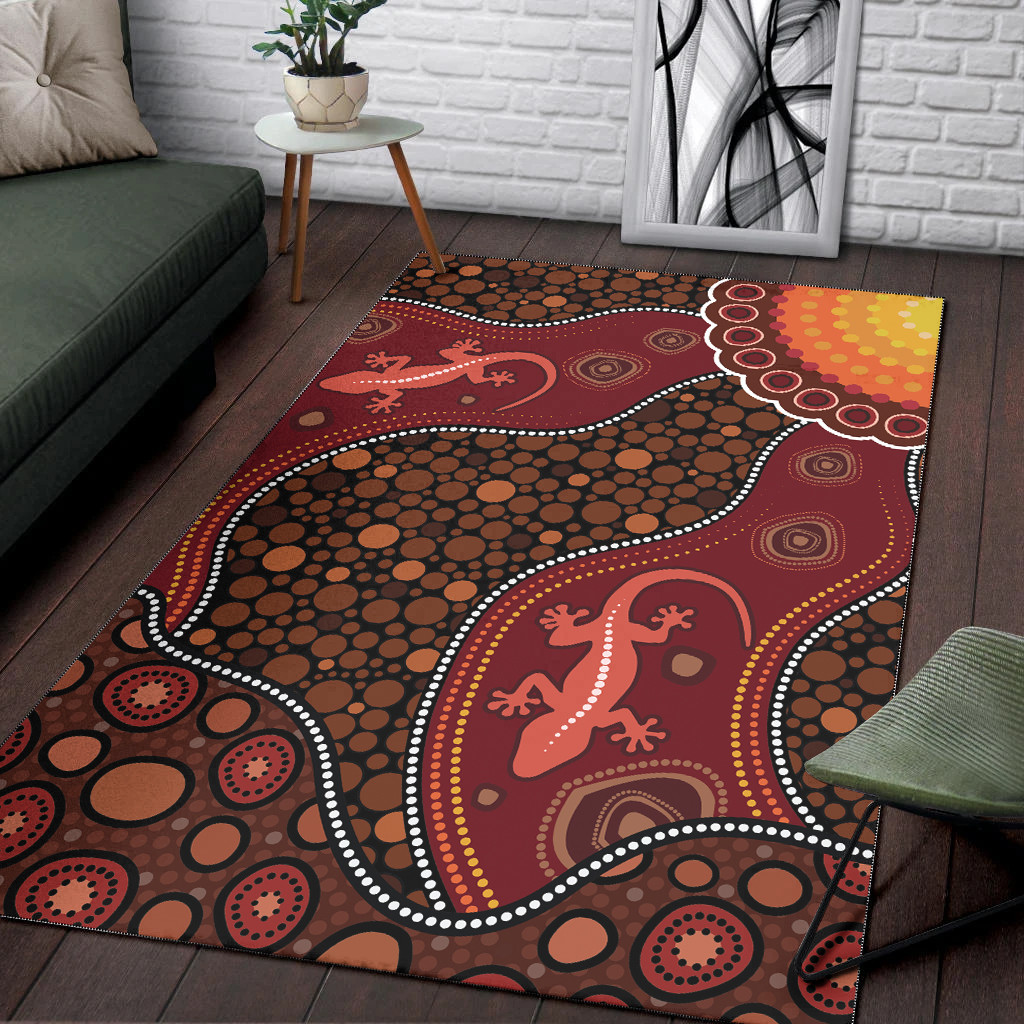 Australia Aboriginal Inspired Area Rug - Lizard Aboriginal Inspired Dot ...