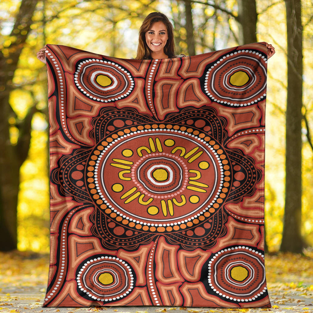 Australia Aboriginal Inspired Blanket - Aboriginal Circle Pattern Style
