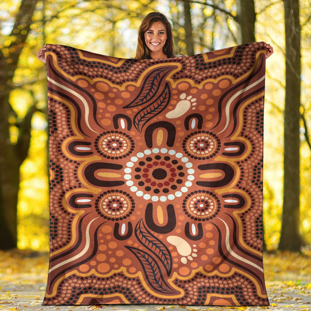 Australia Aboriginal Inspired Blanket - Aboriginal Leaf Style Of Background