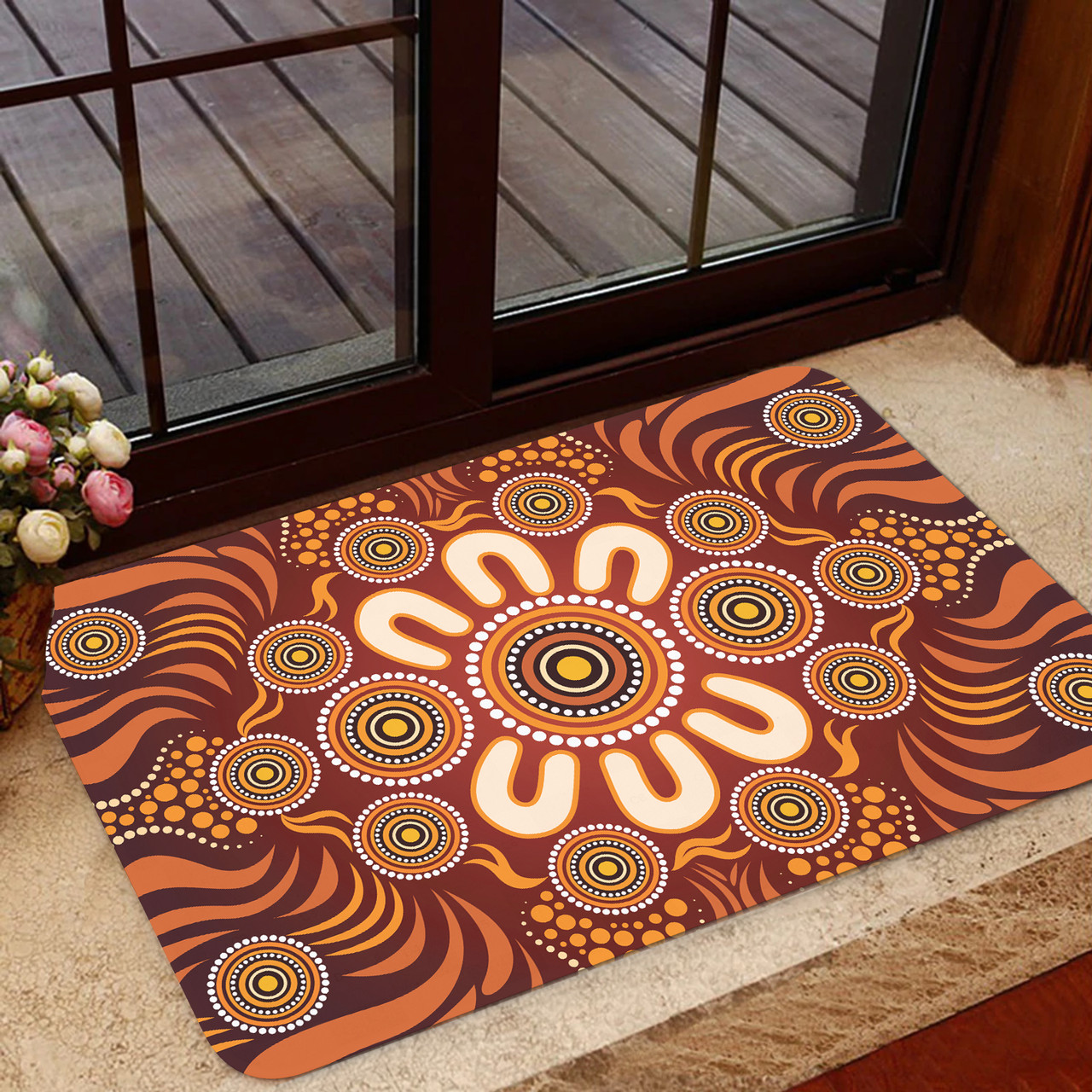 Australia Aboriginal Inspired Door Mat - Aboriginal Art Dot Painting ...