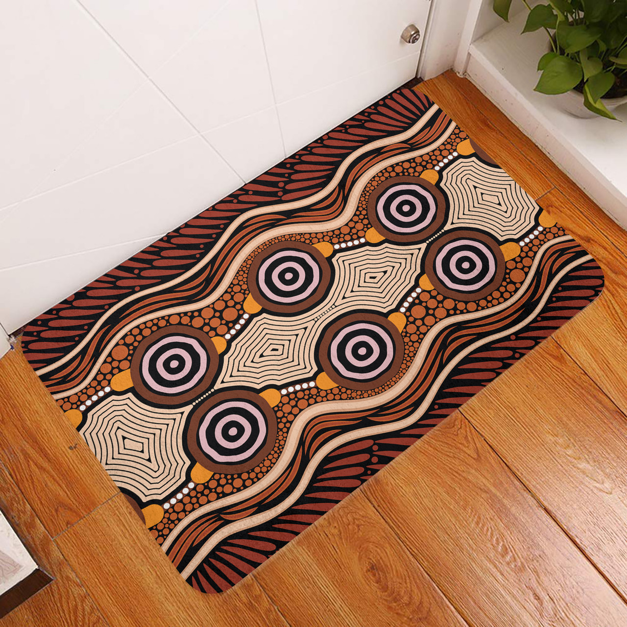 Australia Aboriginal Inspired Door Mat - Brown Dot Design Vector ...