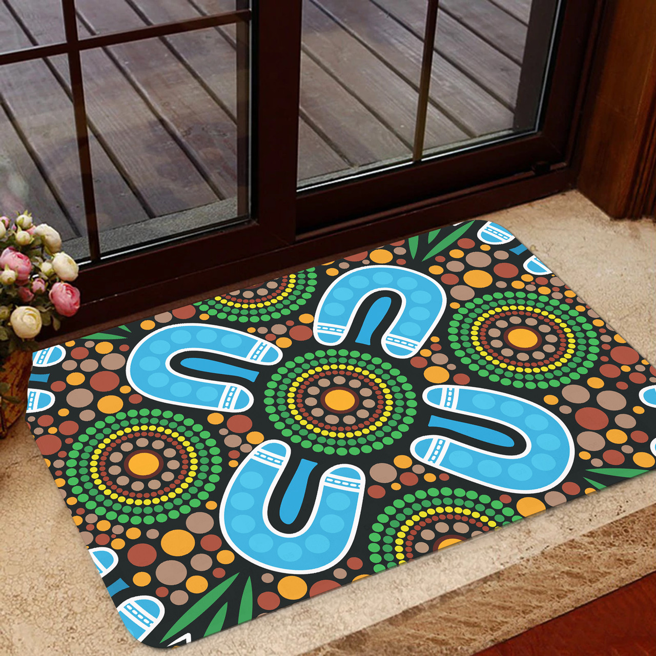 Australia Aboriginal Inspired Door Mat - Green Aboriginal Connection ...