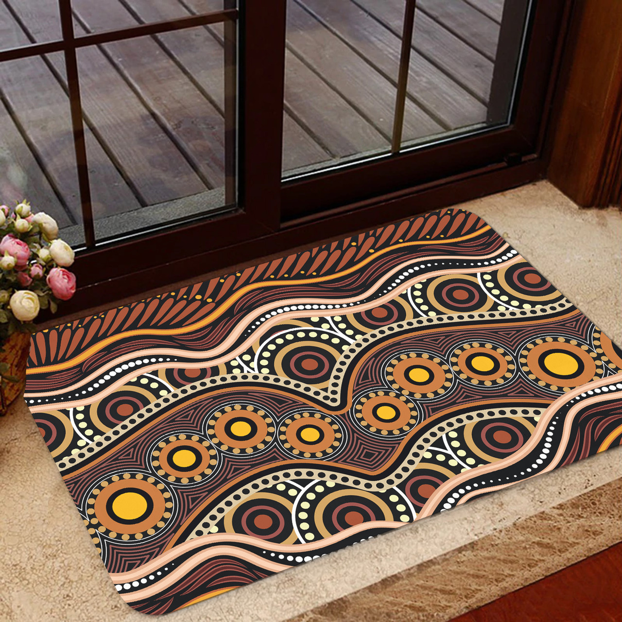 Australia Aboriginal Inspired Door Mat - Land Aboriginal Art Painting