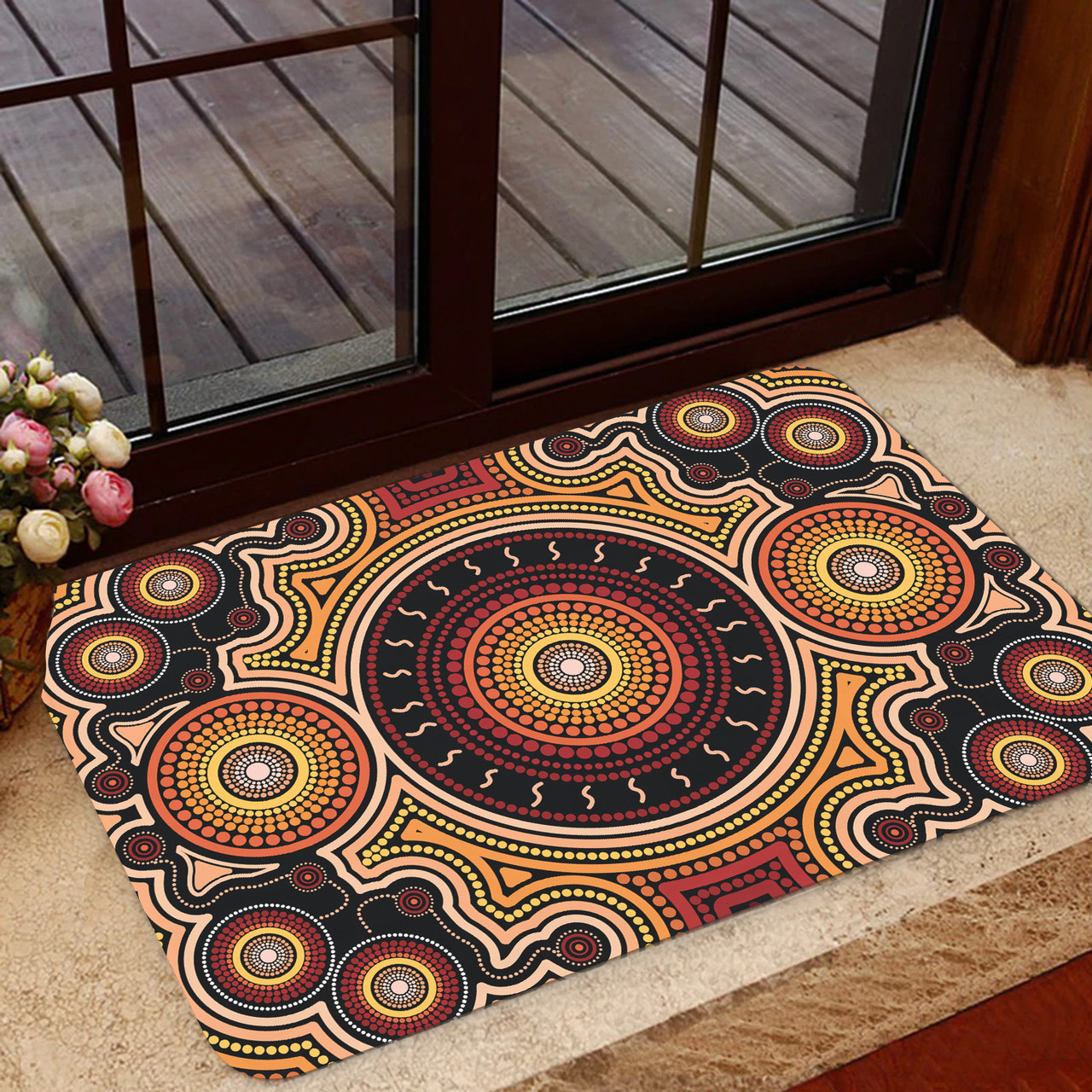 Australia Aboriginal Inspired Door Mat - Aboriginal Indigenous Dot Art ...