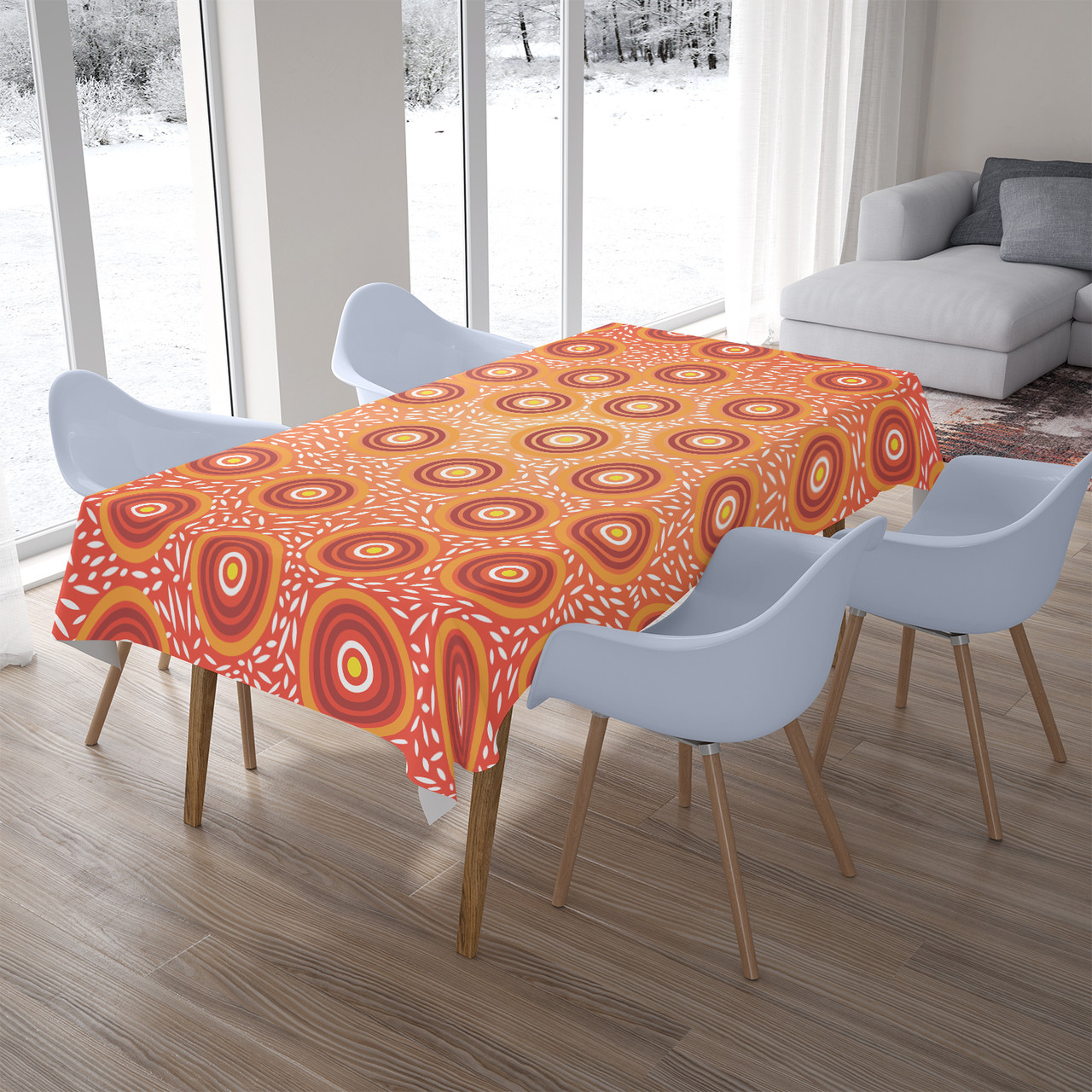 Australia Aboriginal Inspired Tablecloth - Aboriginal Art Seamless Pattern