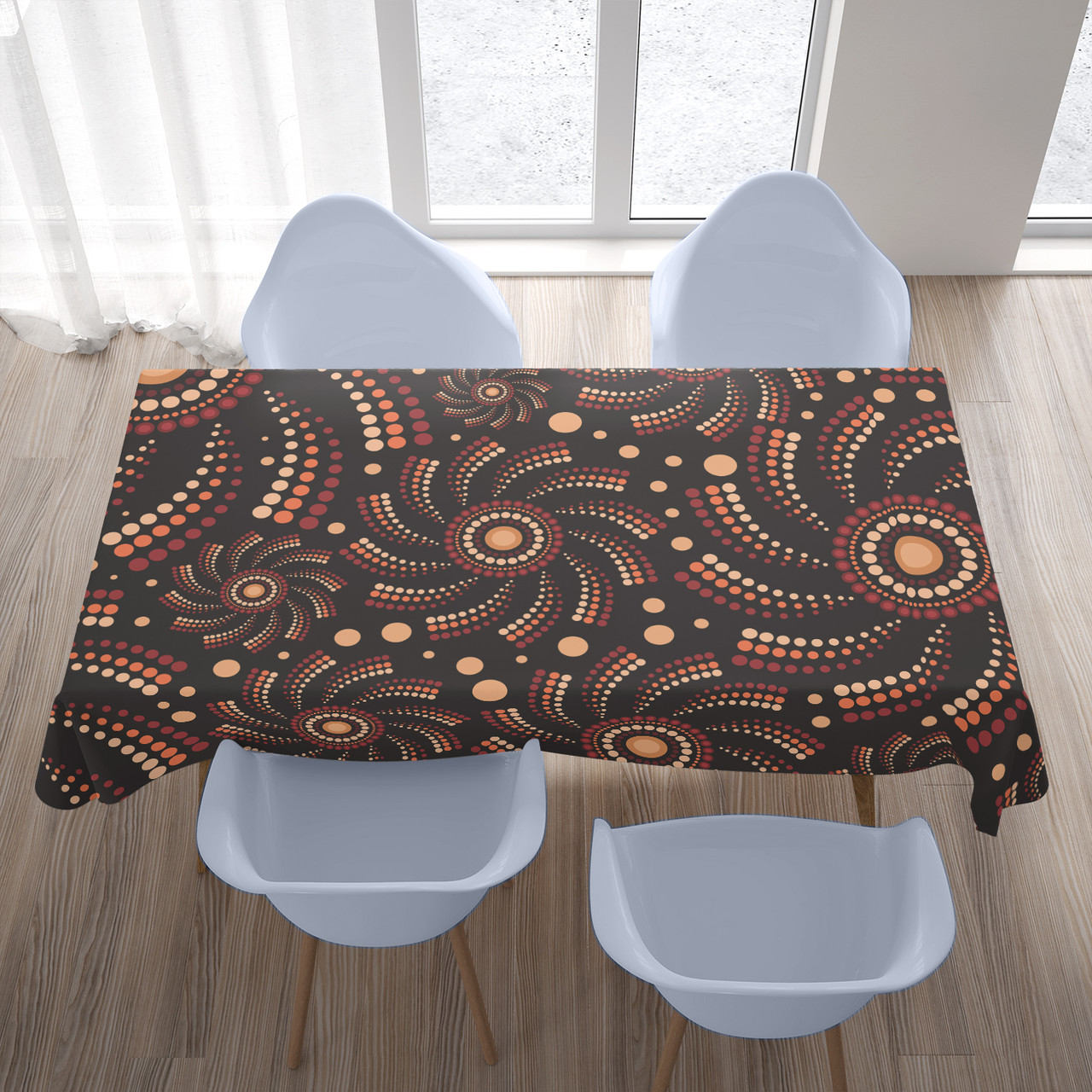 Australia Aboriginal Inspired Tablecloth - Aboriginal Dot Mandala Art Style