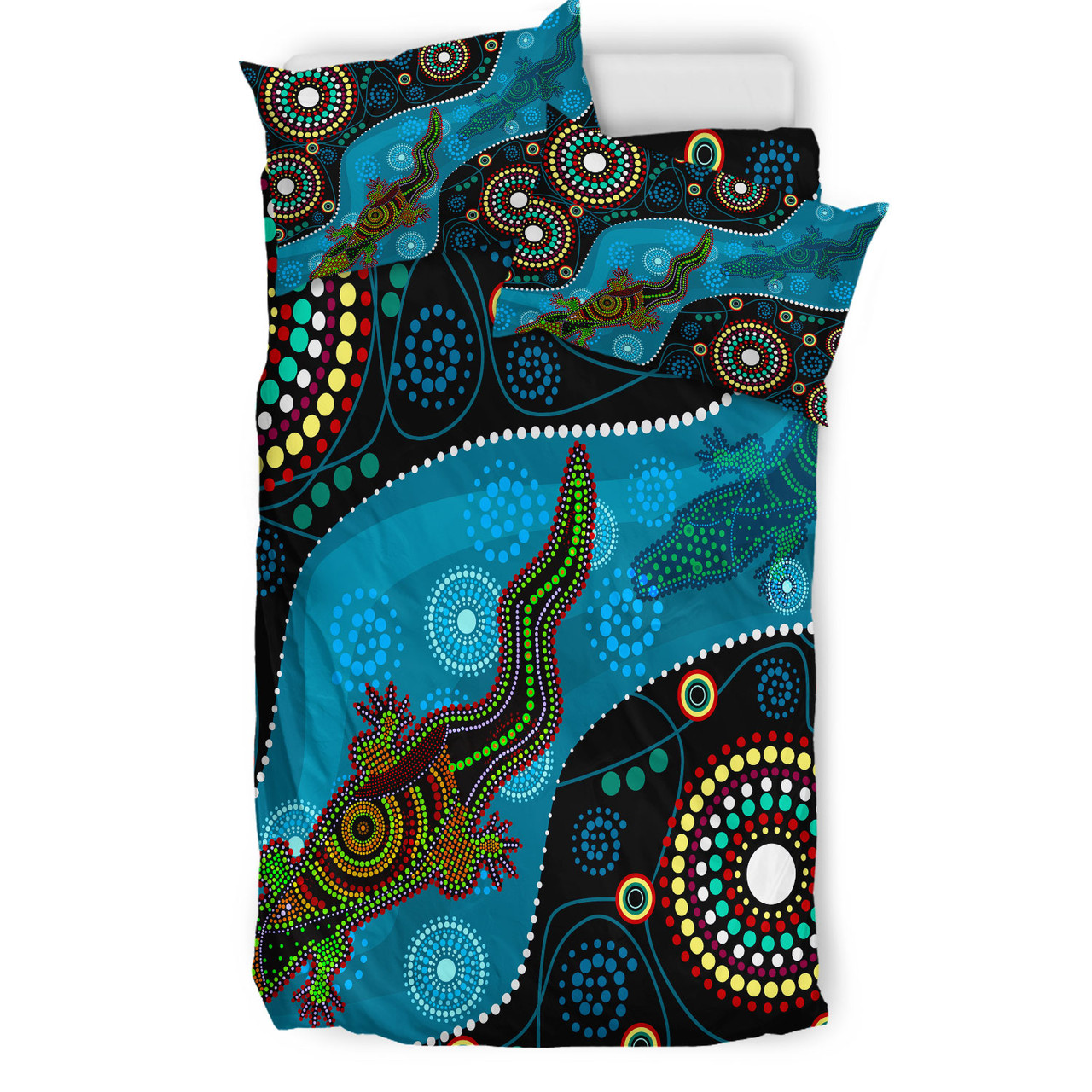 Australia Indigenous Bedding Set - Aboriginal Inspired Dreamtime Crocodile