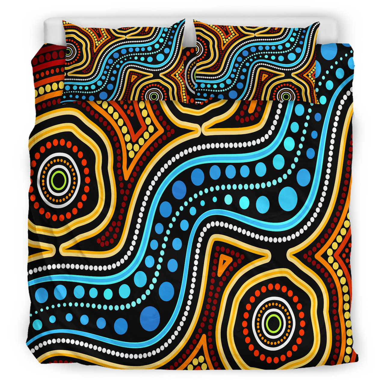 Australia Indigenous Bedding Set - Aboriginal inspired dot art river ...