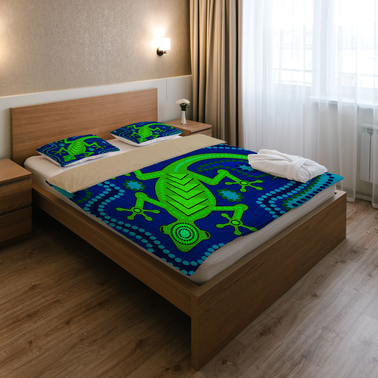 Australia Indigenous Bedding Set - Aboriginal Inspired Dreamtime Lizard