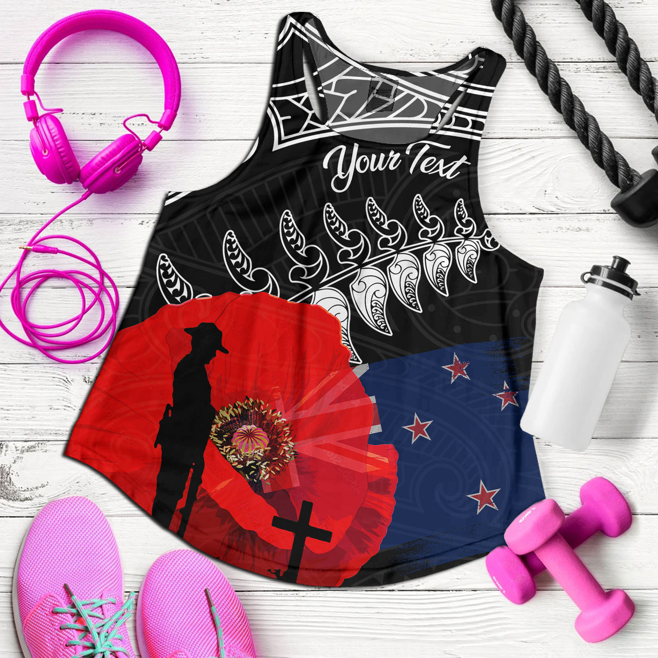 New Zealand Anzac Day Custom Women Racerback Tank - Maori New Zealand ...