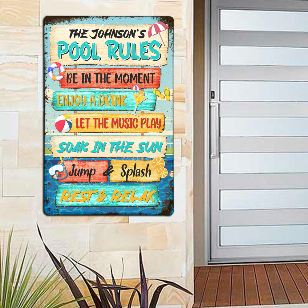 Australia Metal Sign - Personalized Pool Rules