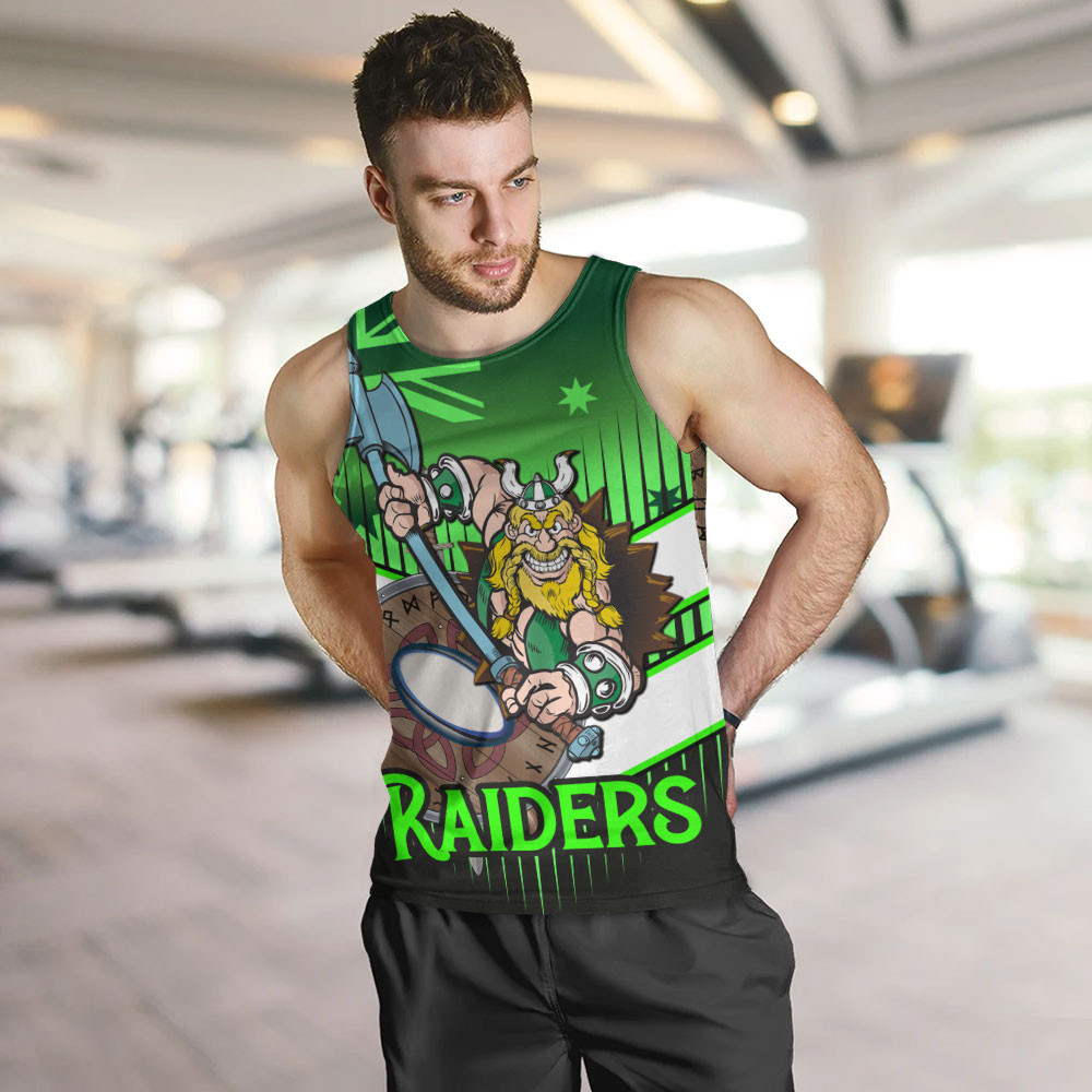 Canberra Raiders Men Tank Top - Canberra Raiders Mascot With Australia Flag