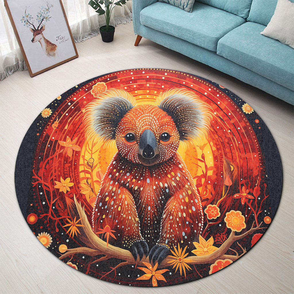 Australia Koala Custom Round Rug - Dreaming Art Koala Aboriginal ...