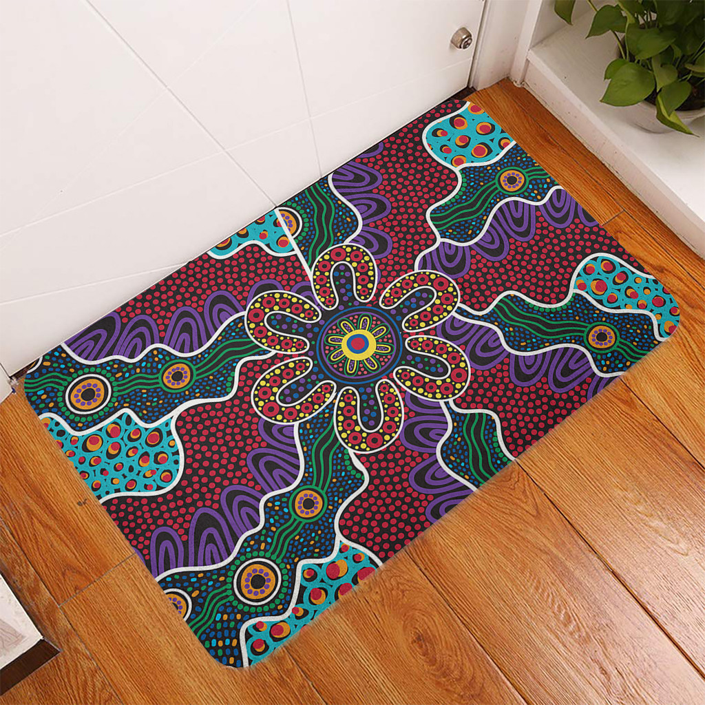 Australia Aboriginal Door Mat - Aboriginal Dot Art Color Inspired Door Mat