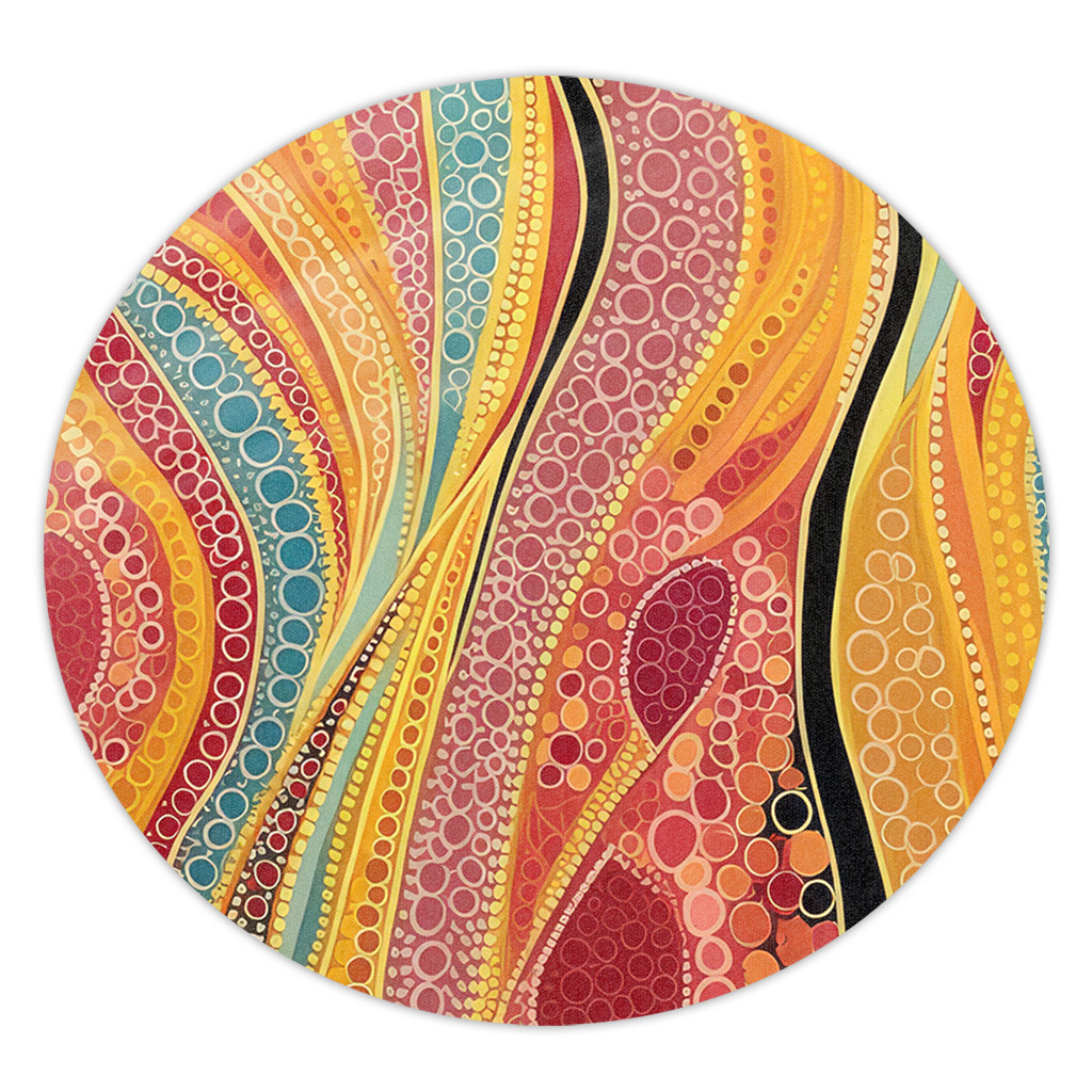 Australia Aboriginal Round Rug - Indigenous Aboriginal Art Dot Color ...