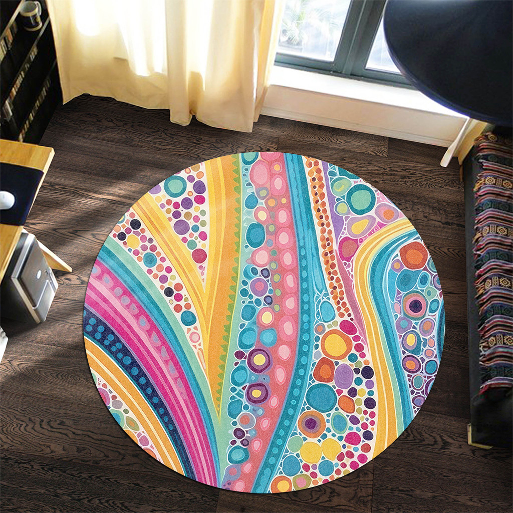 Australia Aboriginal Round Rug - Aboriginal Colourful Dots Inspired ...