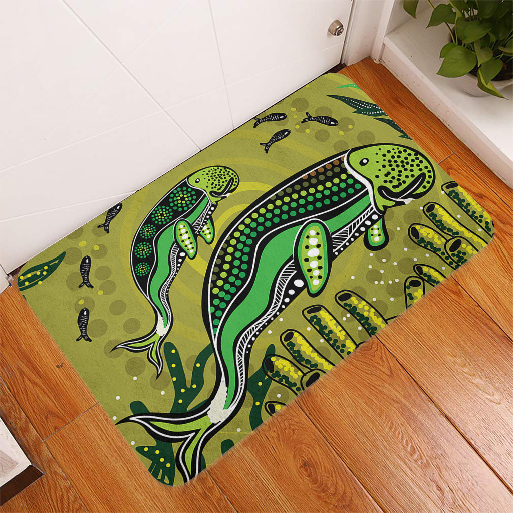 Australia Aboriginal Door Mat - Mother And Baby Dugong Aboriginal Art ...