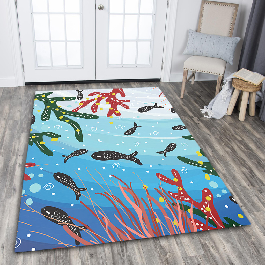 Australia Aboriginal Area Rug - Underwater Concept Aboriginal Art With ...