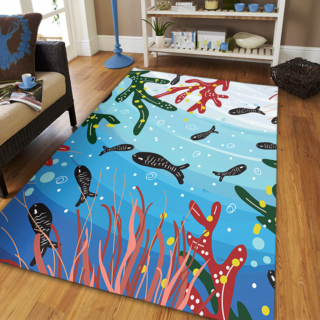 Australia Aboriginal Area Rug - Underwater Concept Aboriginal Art With ...