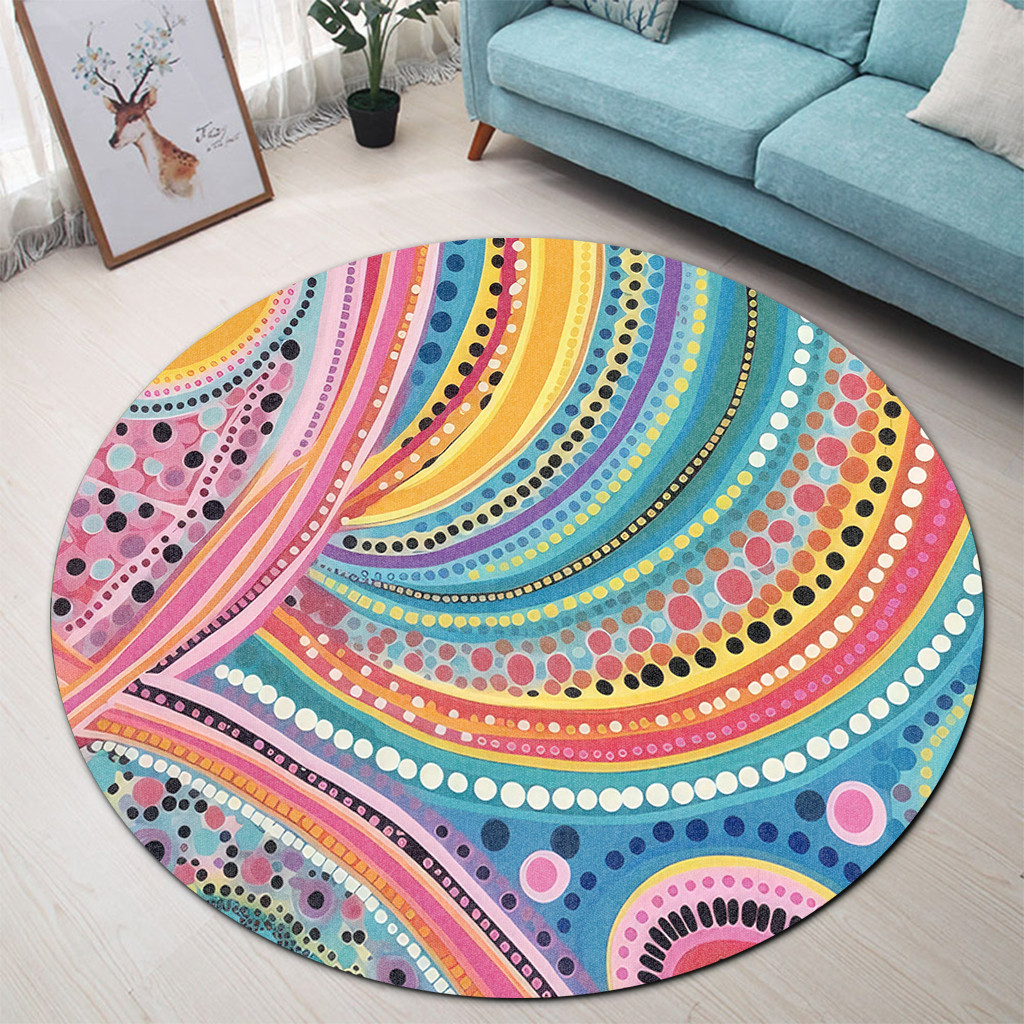 Australia Aboriginal Round Rug - Australian Indigenous Aboriginal Art ...