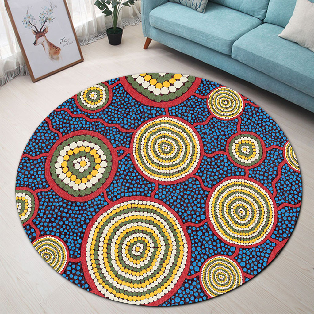 Australia Aboriginal Round Rug - Beautiful Indigenous Seamless Pattern ...