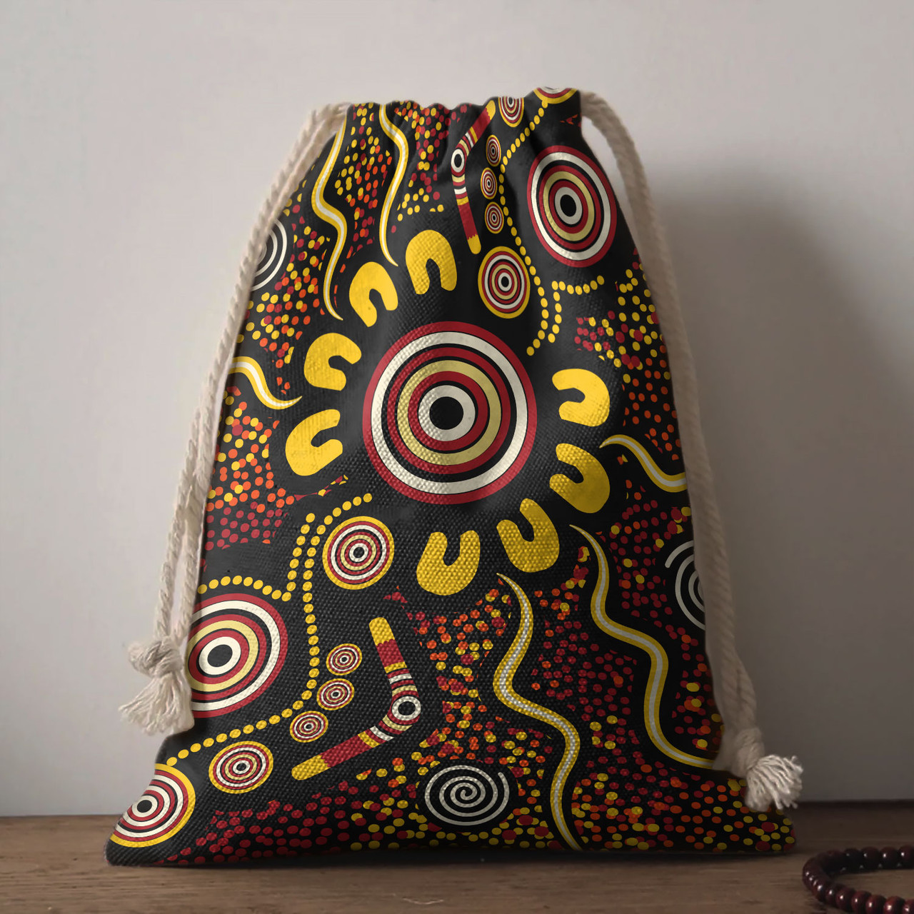 Australia Aboriginal Drawstring Bag - Aboriginal dot art Flowers ...