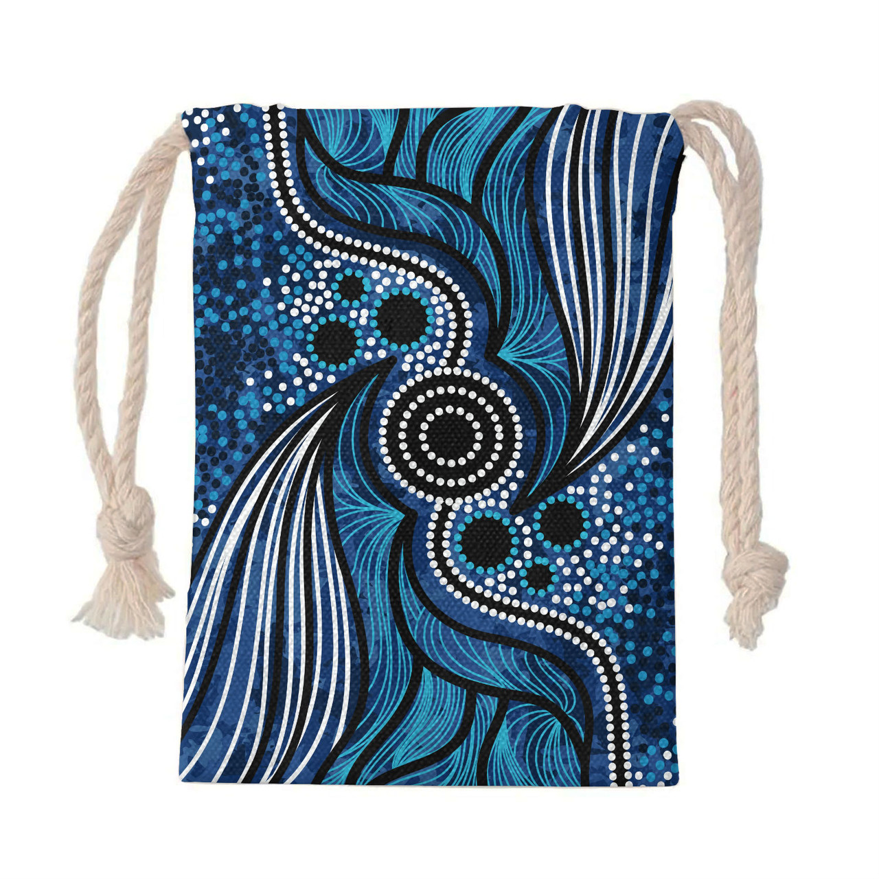 Australia Aboriginal Drawstring Bag - Blue aboriginal artwork Bag