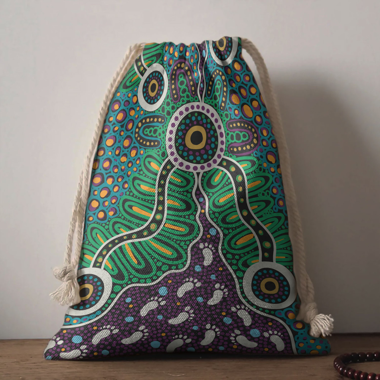 Australia Aboriginal Drawstring Bag - Blue aboriginal dot art ...