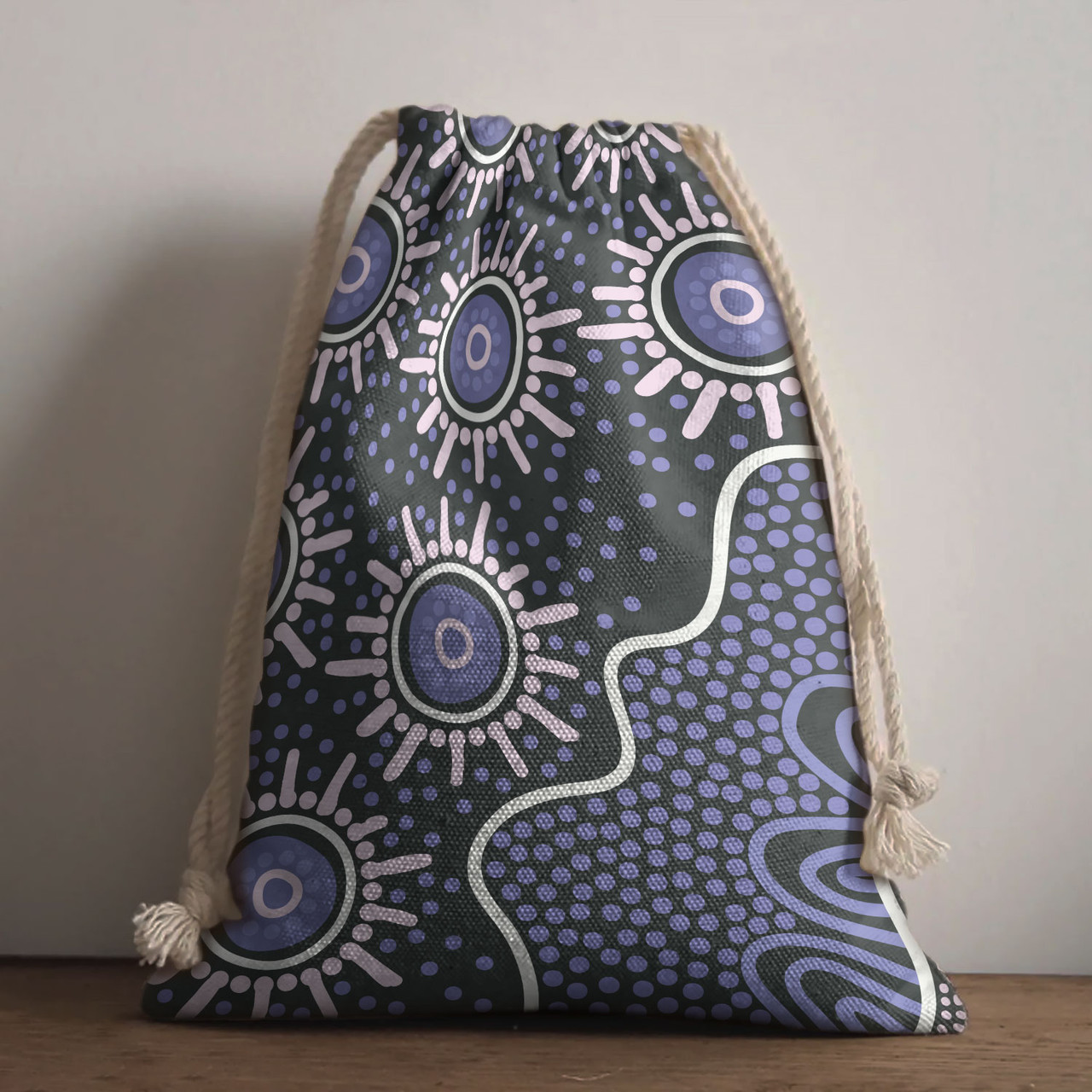 Australia Aboriginal Drawstring Bag - Purple aboriginal dot art ...