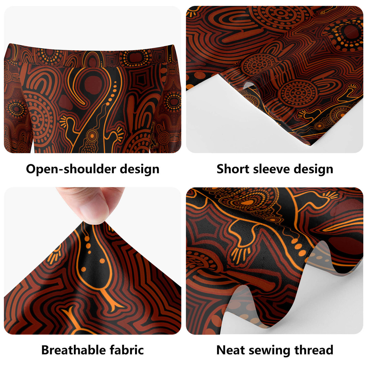 Australia Aboriginal Short Sleeve Off Shoulder Lady Dress - Goanna ...