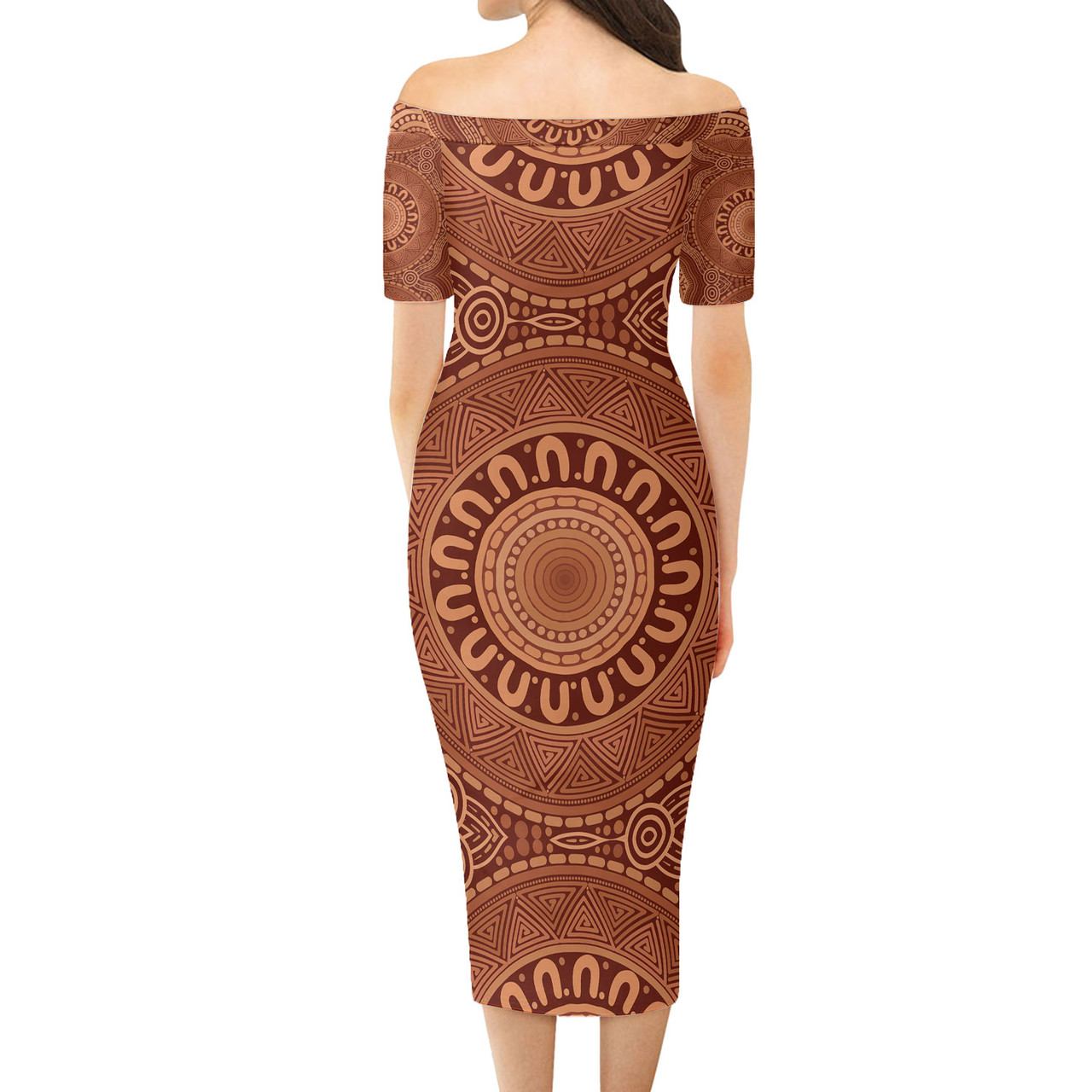 Australia Aboriginal Short Sleeve Off Shoulder Lady Dress - Pastel ...